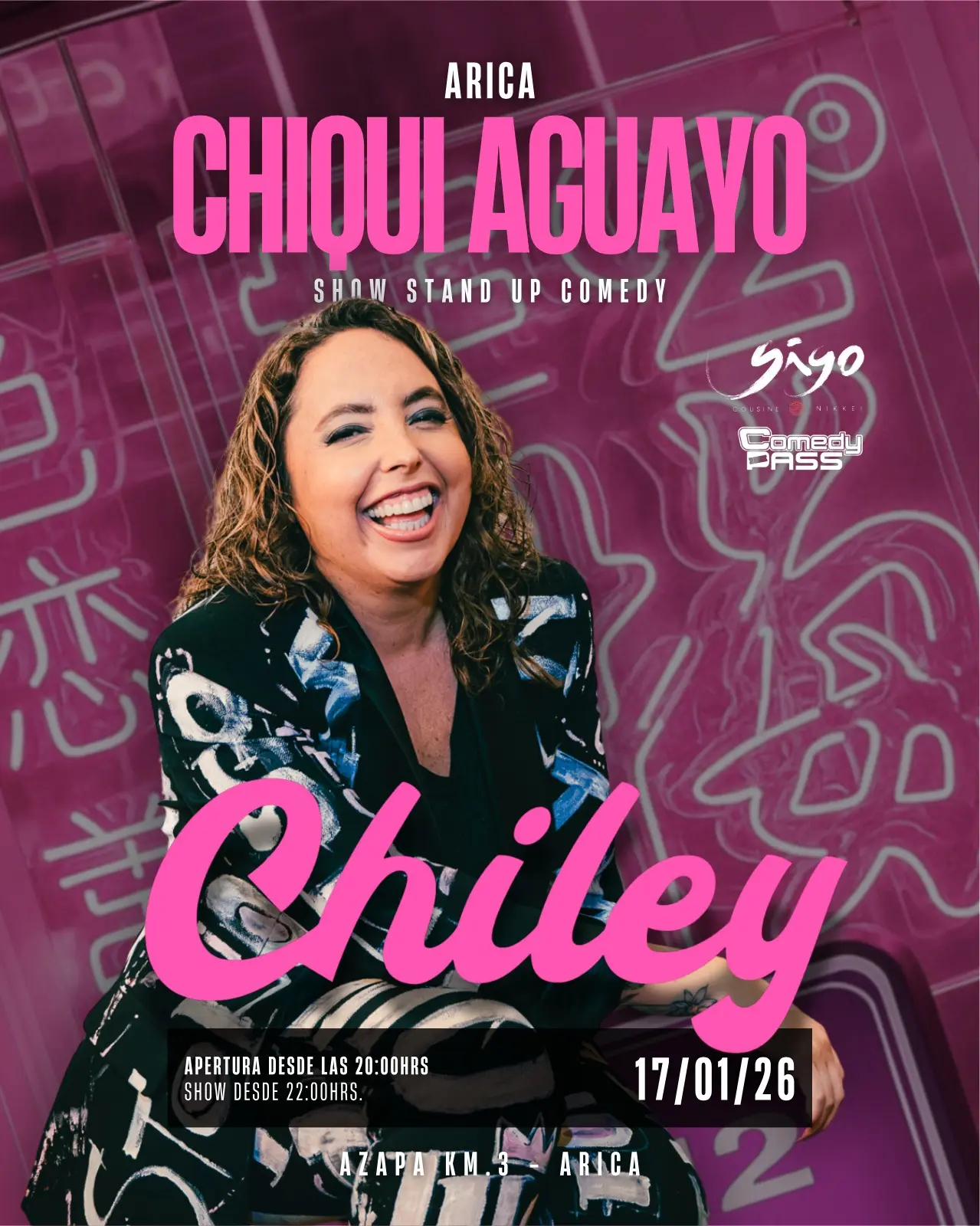 Chiqui Aguayo en GIGO Arica – 17 de enero 2026, 22:30 hrs